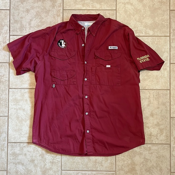 Columbia | Shirts | Mens Medium Columbia Pfg Fsu Button Down Short ...